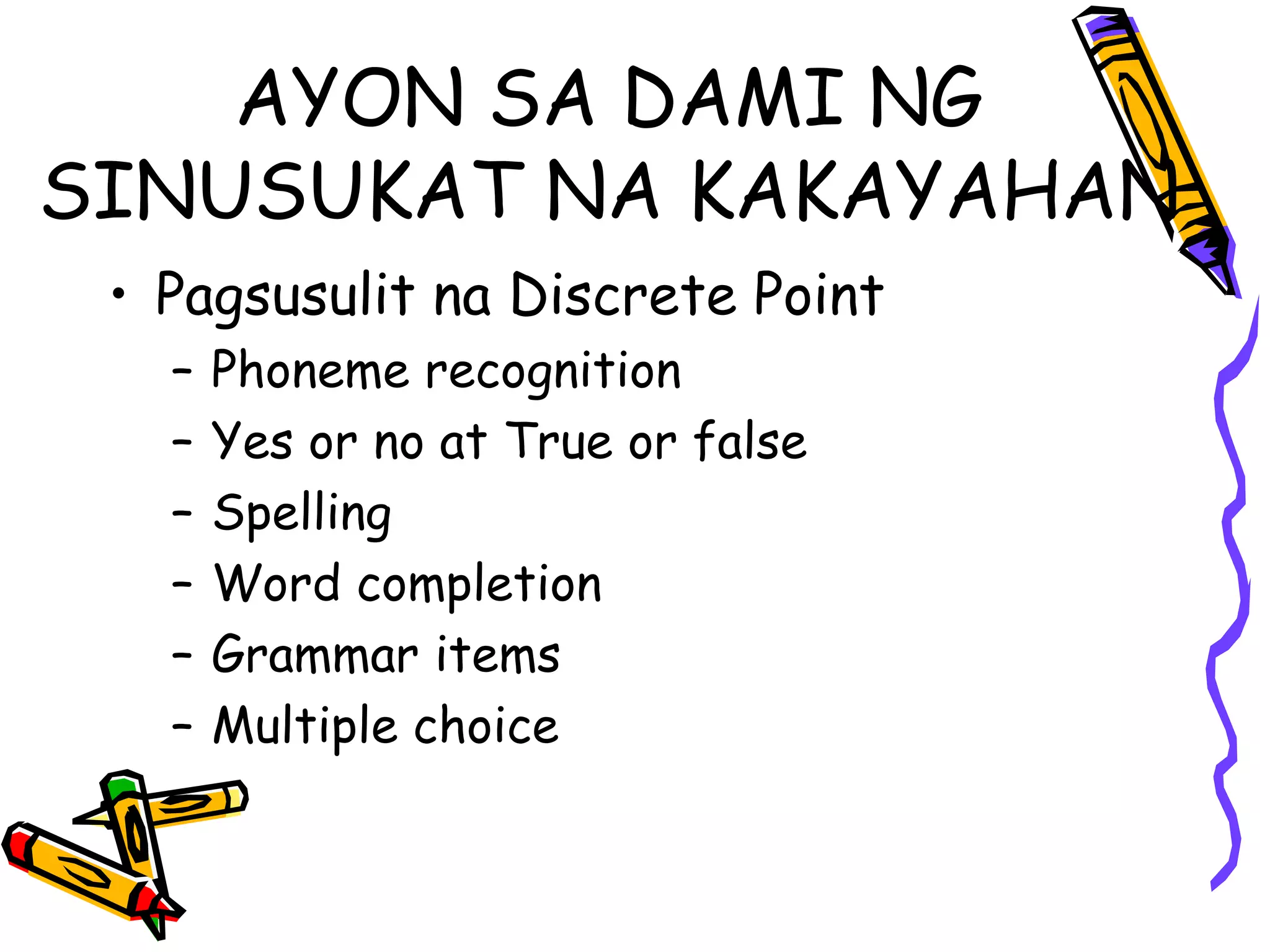 Mga uri ng pagsusulit ayon sa pamamaraan | PPTX