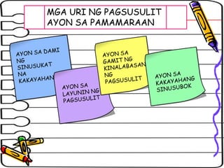 Mga uri ng pagsusulit ayon sa pamamaraan | PPTX