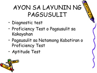 Mga uri ng pagsusulit ayon sa pamamaraan | PPTX