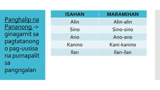 Mga Uri ng Panghalip | PPTX