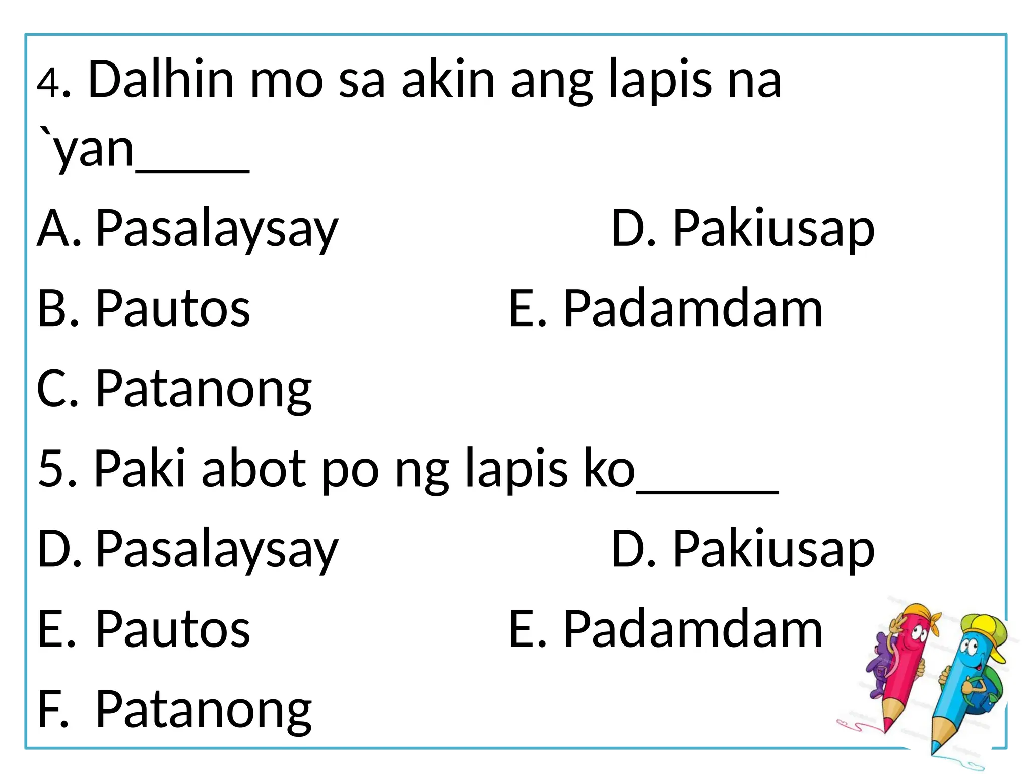 Mga Uri ng Pangaungusap ika 4 na baitang | PPTX