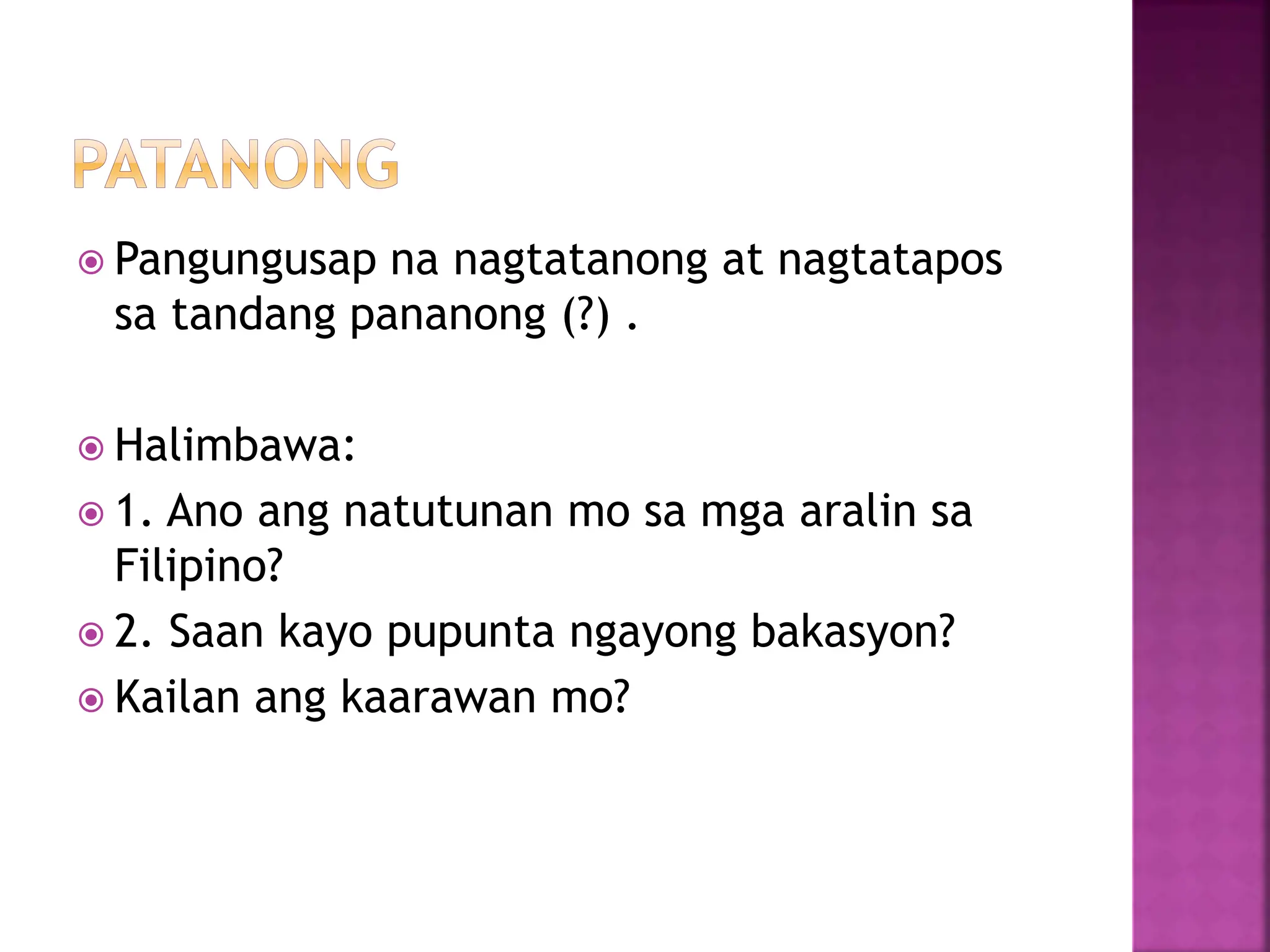 Mga Uri ng Pangungusap Ayon sa Gamit.pptx Mga Uri ng Pangungusap Ayon sa Gamit.pptx