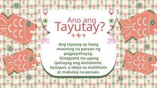 Mga Uri ng Tayutay Presentation in Pastel Green with Koi Fish and ...