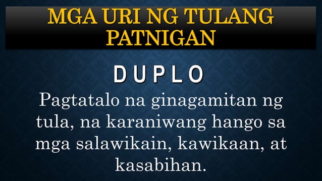 MGA URI NG TULA | PPTX