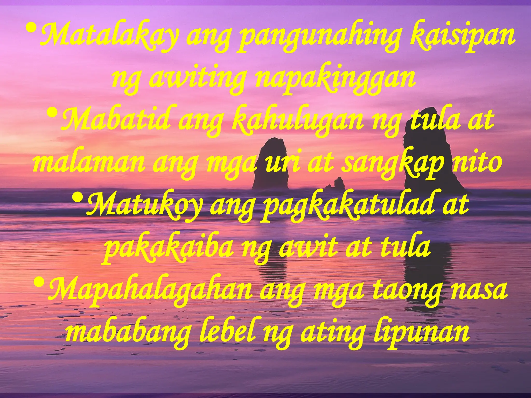 Mga Uri ng Tula.ppt ARALIN SA FILIPINO GRADE 8 | PPT