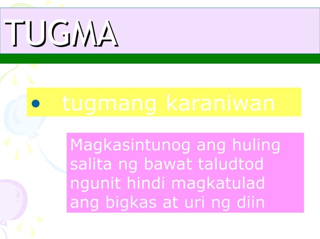 Mga Uri ng Tula.ppt ARALIN SA FILIPINO GRADE 8 | PPT