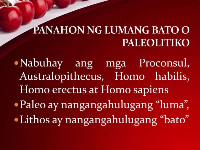 Mga yugto ng pagunlad ng sinaunang tao. (Paleolitiko,Meso,Neo at Metal ...