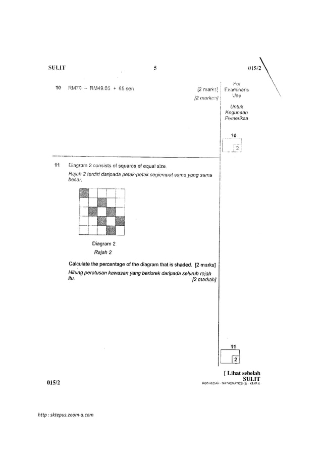 Mgb Kedah Mathematics 2 Upsr Year 6 | PDF