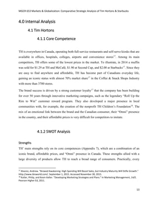 Comparative Strategic Analysis of Tim Hortons And Starbucks | PDF