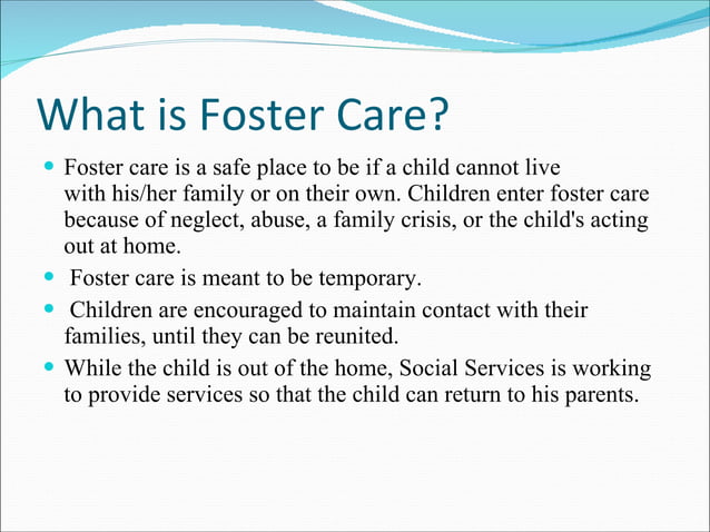 Mgd 120 foster care ppt | PPT | Adoption and Fostering | Parenting