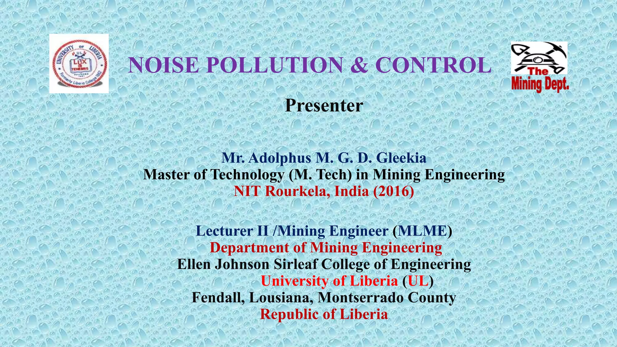 Noise Pollution and Control in Mines | PPTX