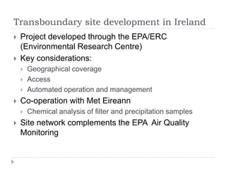 Ireland’s Transboundary Monitoring Network and EMEP Strategy - Michael ...