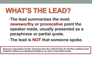 Writing the Speech/News Conference Story - Professor Linda Austin ...