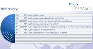 PSP Audit _Presentation for MGI_ | PPT