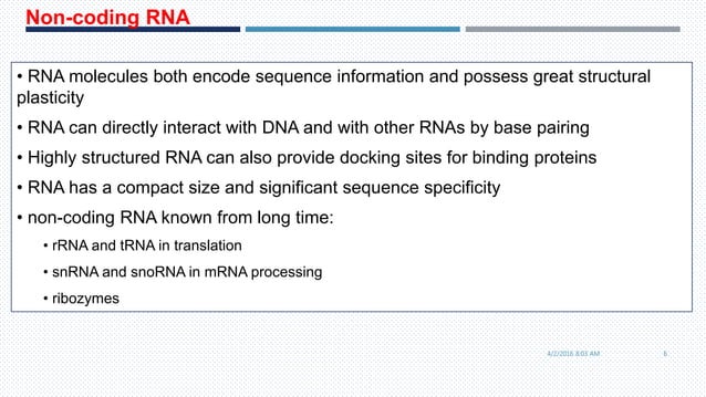 Long non coding RNA and Their clinical perspective | PPT