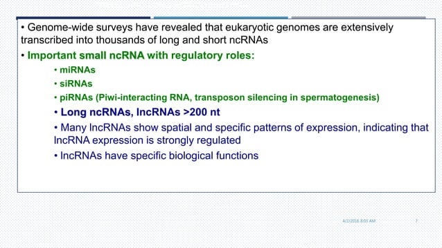 Long non coding RNA and Their clinical perspective | PPT