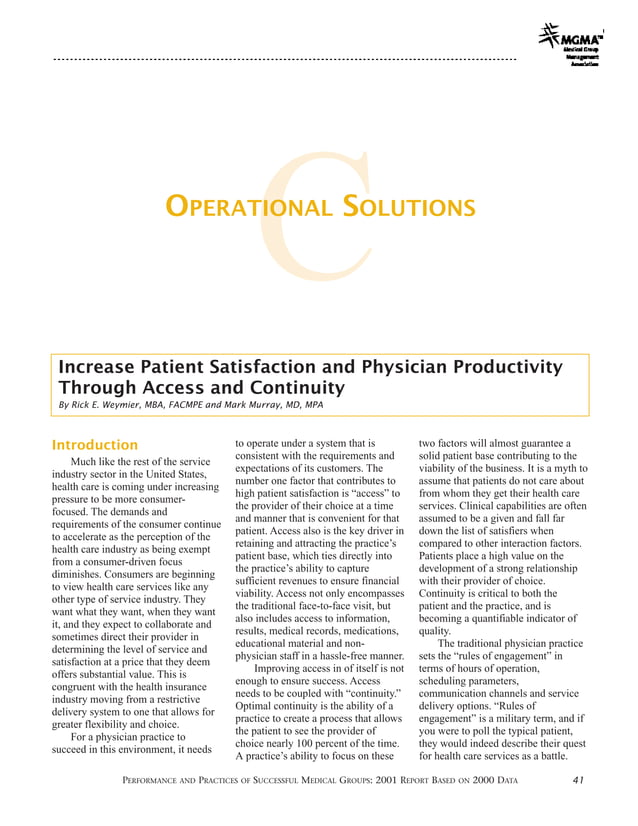 Increase Patient Satisfaction and Physician Productivity | PDF ...