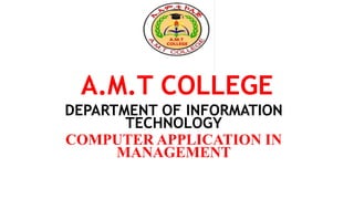 Computer application in management for thrid year degree student | PPT