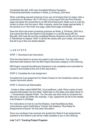 Mgmt404 project management whole course | DOCX