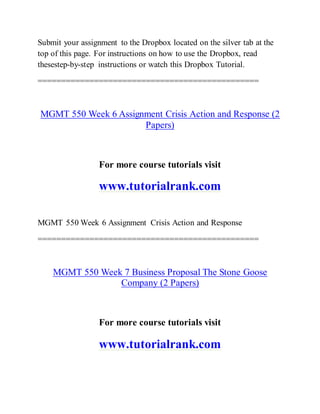 MGMT 550 Effective Communication/tutorialrank.com