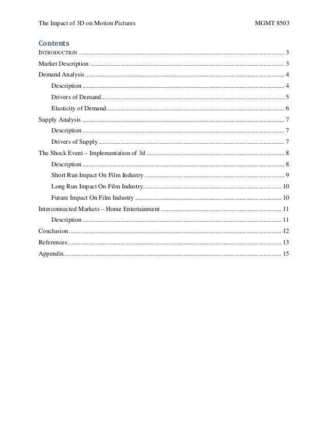 The Impact of 3D films on the motion picture industry