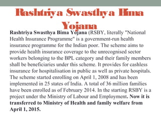 Rashtriya Swastiya Bima Yojana - RSBY | PPTX