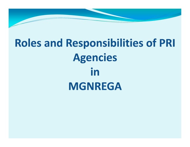 Roles and Responsibilities of PRIs in MGNREGA | PPT