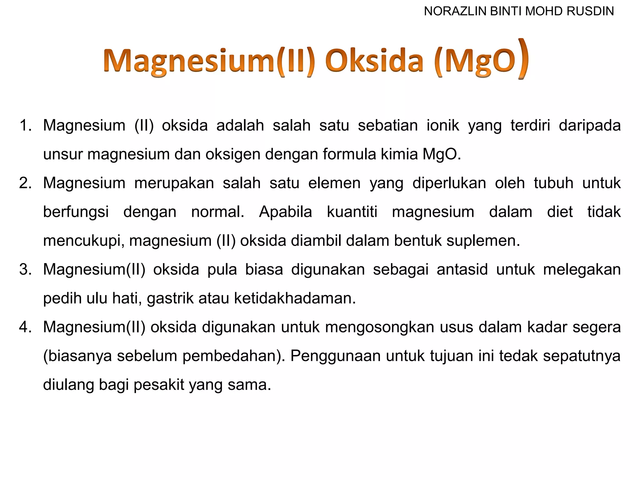 Magnesium Oksida | PDF
