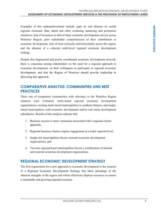 Waterloo Region Economic Development Study: Assessment of Economic ...