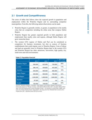 Waterloo Region Economic Development Study: Assessment of Economic ...