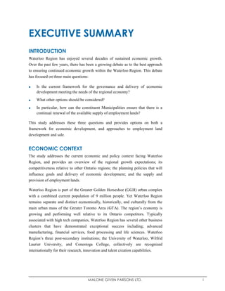 Waterloo Region Economic Development Study: Assessment of Economic ...