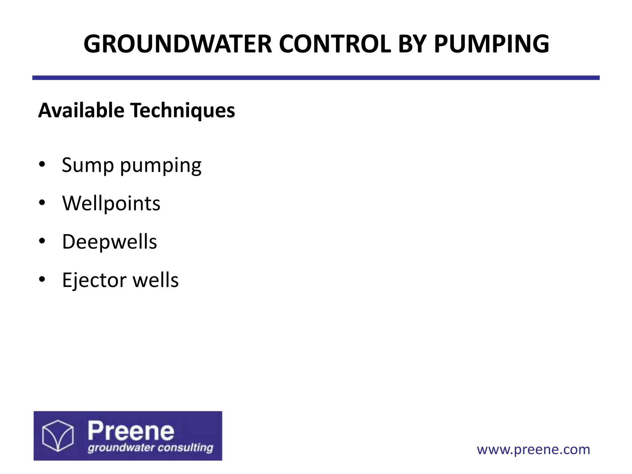 Groundwater Control for Construction | PPTX