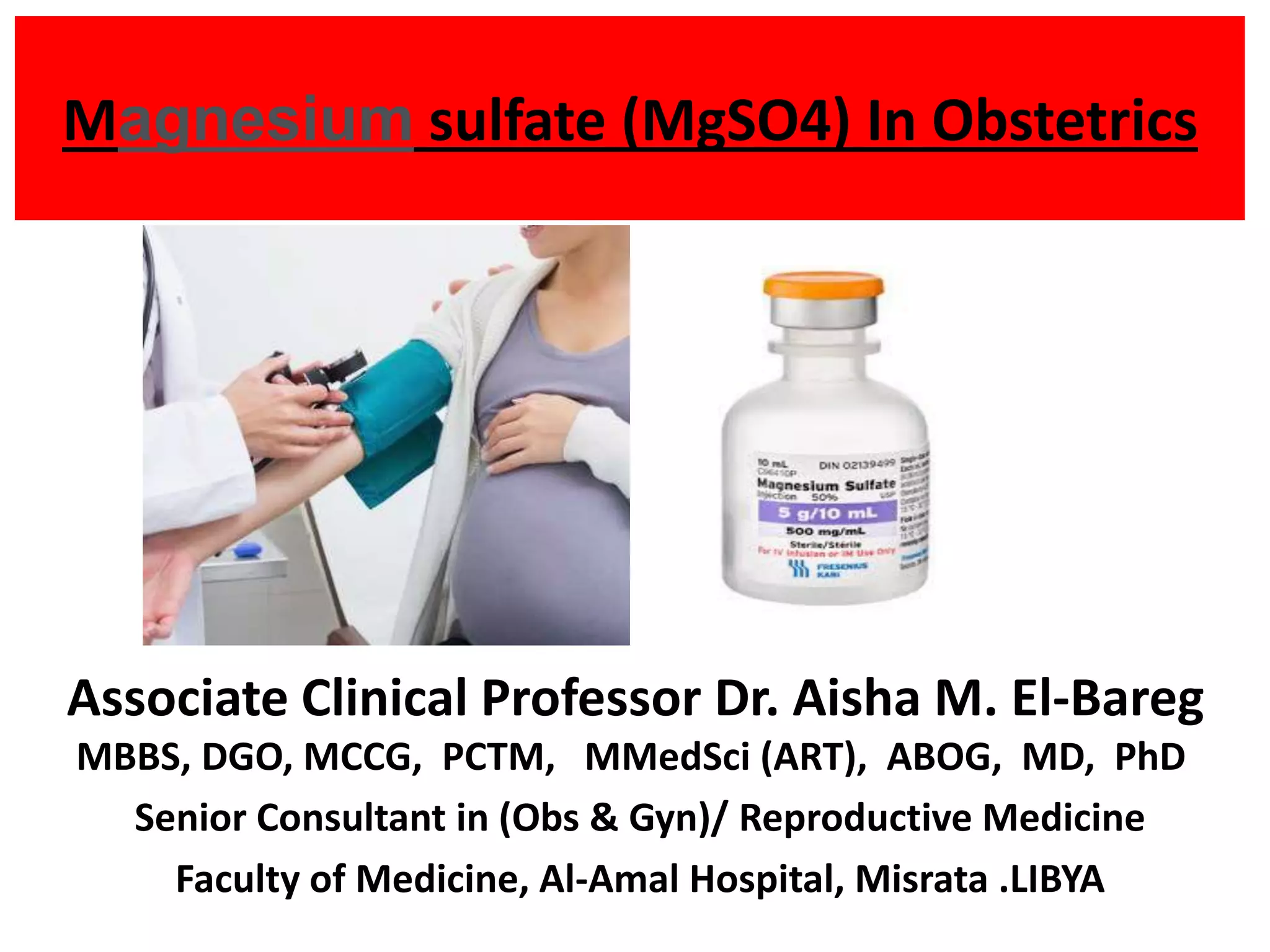 Magnesium Sulfate in Obstetrics | PDF