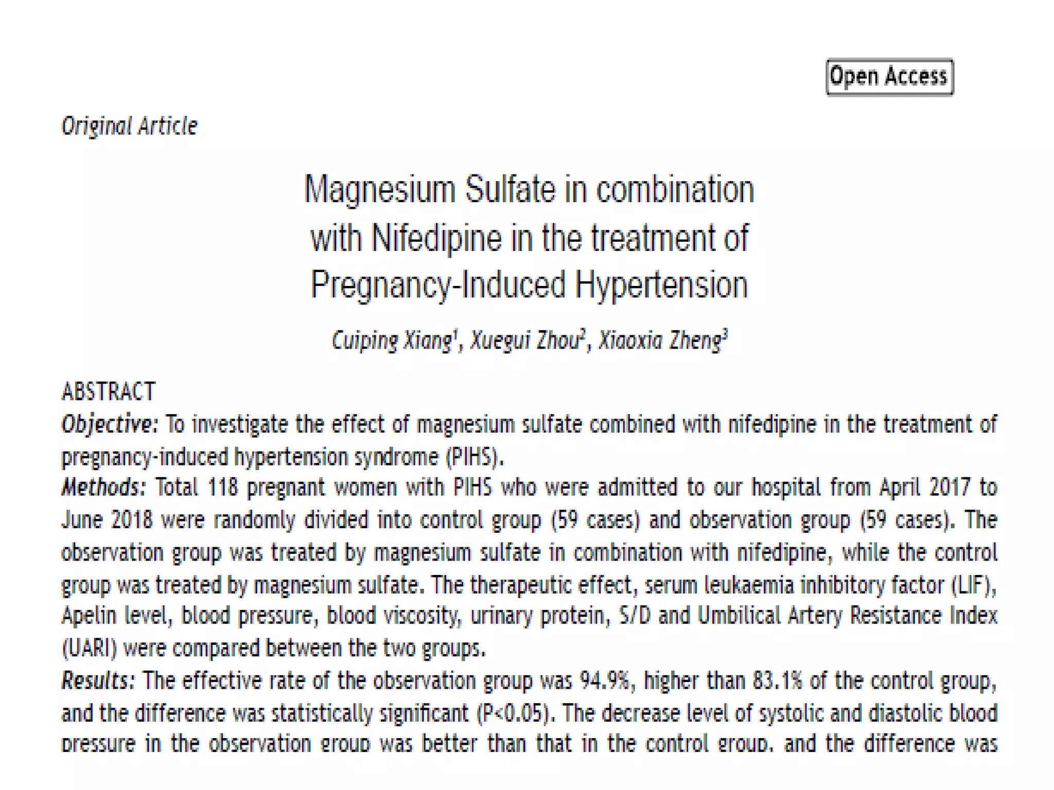 Magnesium Sulfate in Obstetrics | PDF
