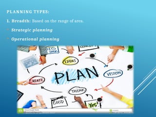 PLANNING PROCESS, TYPES OF PLANNING.pptx