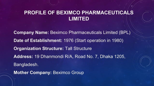 MANAGEMENT PRACTICES IN BEXIMCO PHARMA | PPT