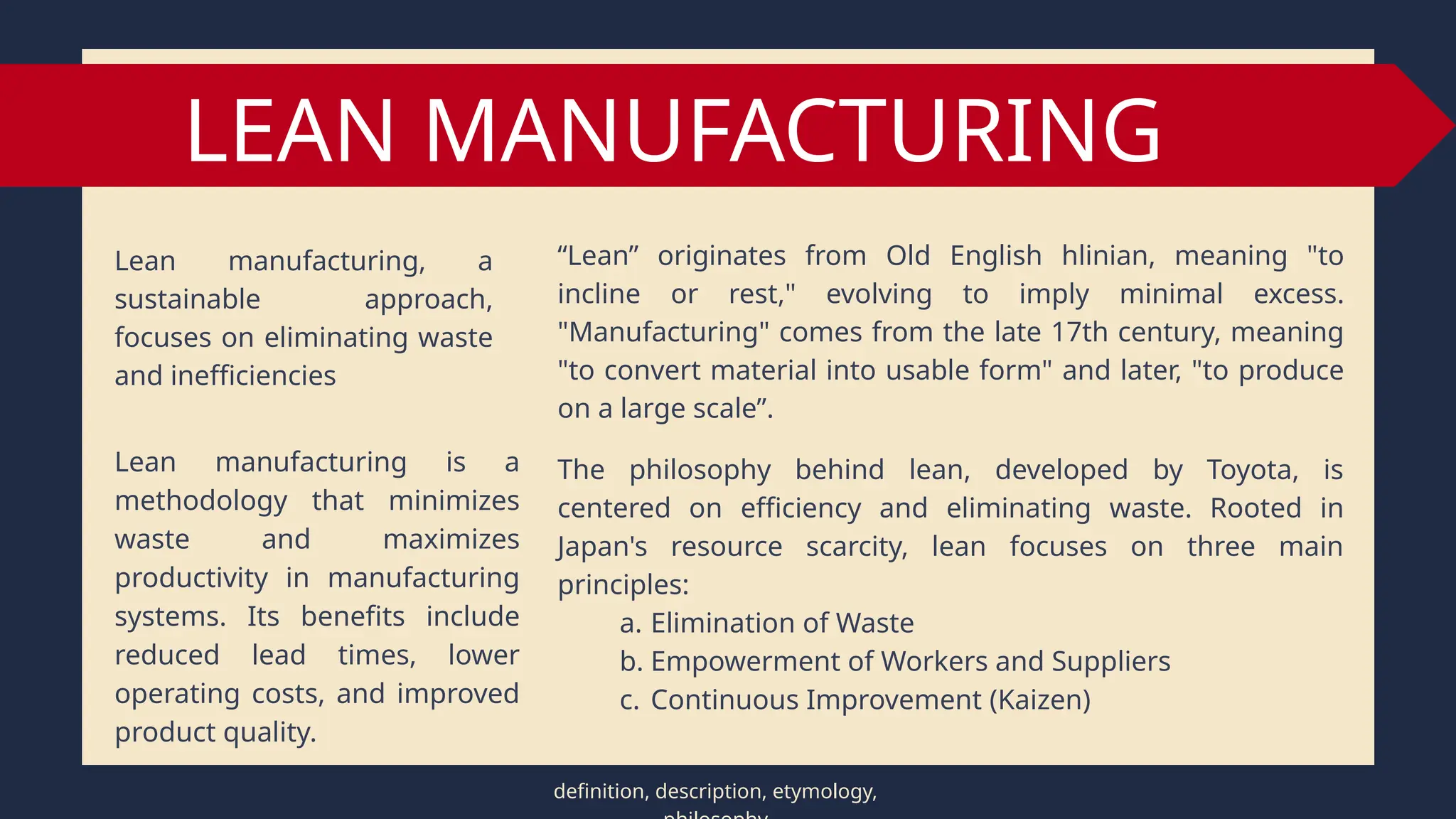 MGT 187 - Lean Manufacturing | Operations Management | PPTX