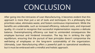 MGT 187 - Lean Manufacturing | Operations Management | PPTX