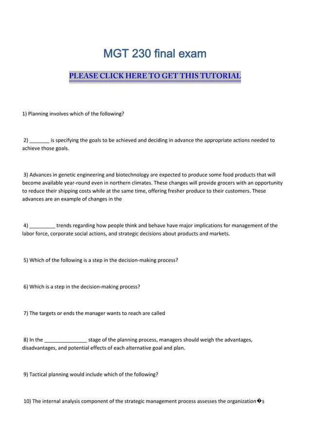 Mgt 230 final exam | PDF