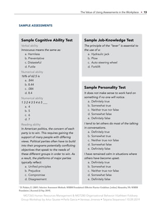 The Value of Using Assessments in the Workplace | PDF