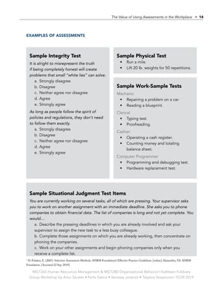 The Value of Using Assessments in the Workplace | PDF