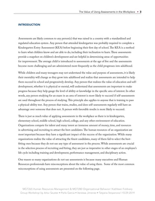 The Value of Using Assessments in the Workplace | PDF