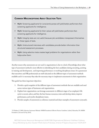 The Value of Using Assessments in the Workplace | PDF