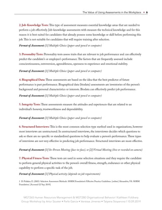 The Value of Using Assessments in the Workplace | PDF