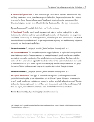 The Value of Using Assessments in the Workplace | PDF