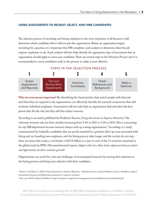 The Value of Using Assessments in the Workplace | PDF