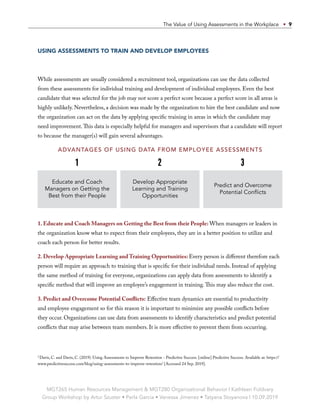 The Value of Using Assessments in the Workplace | PDF