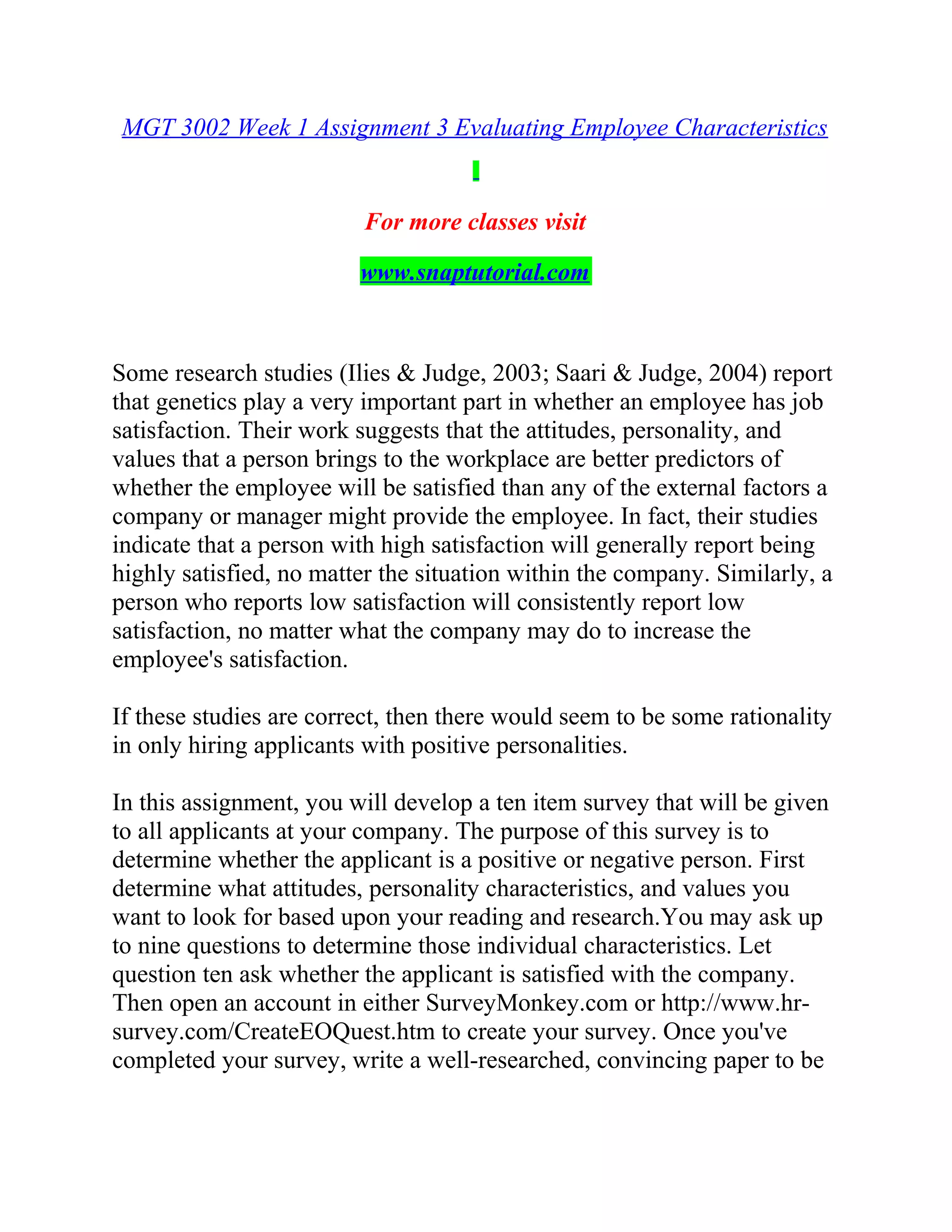 Mgt 3002 Massive Success / snaptutorial.com