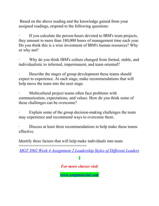 Mgt 3002 Massive Success / snaptutorial.com