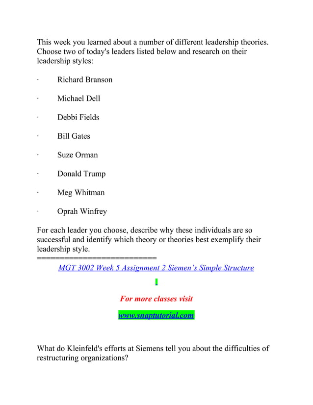 Mgt 3002 Massive Success / snaptutorial.com